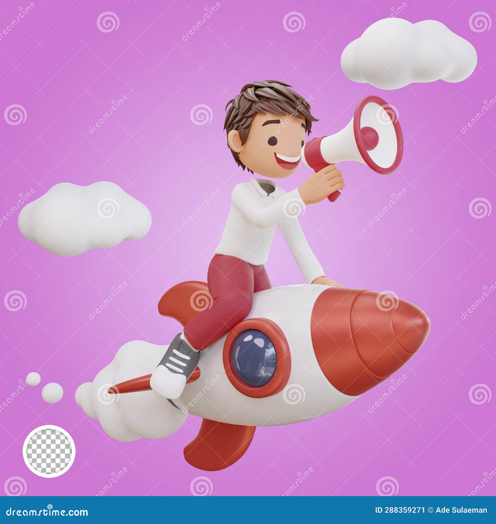 3d Rendered Cute Student Character is Flying on a Rocket Stock Image ...