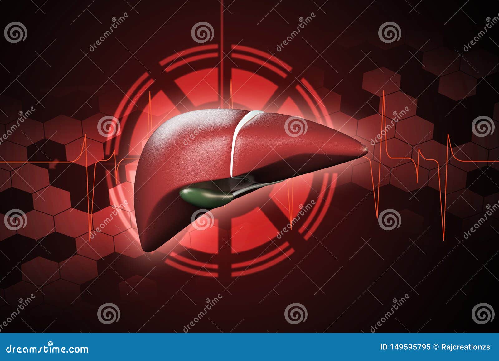 3d Rendered Digital Illustration of Liver in Colour Background Stock ...