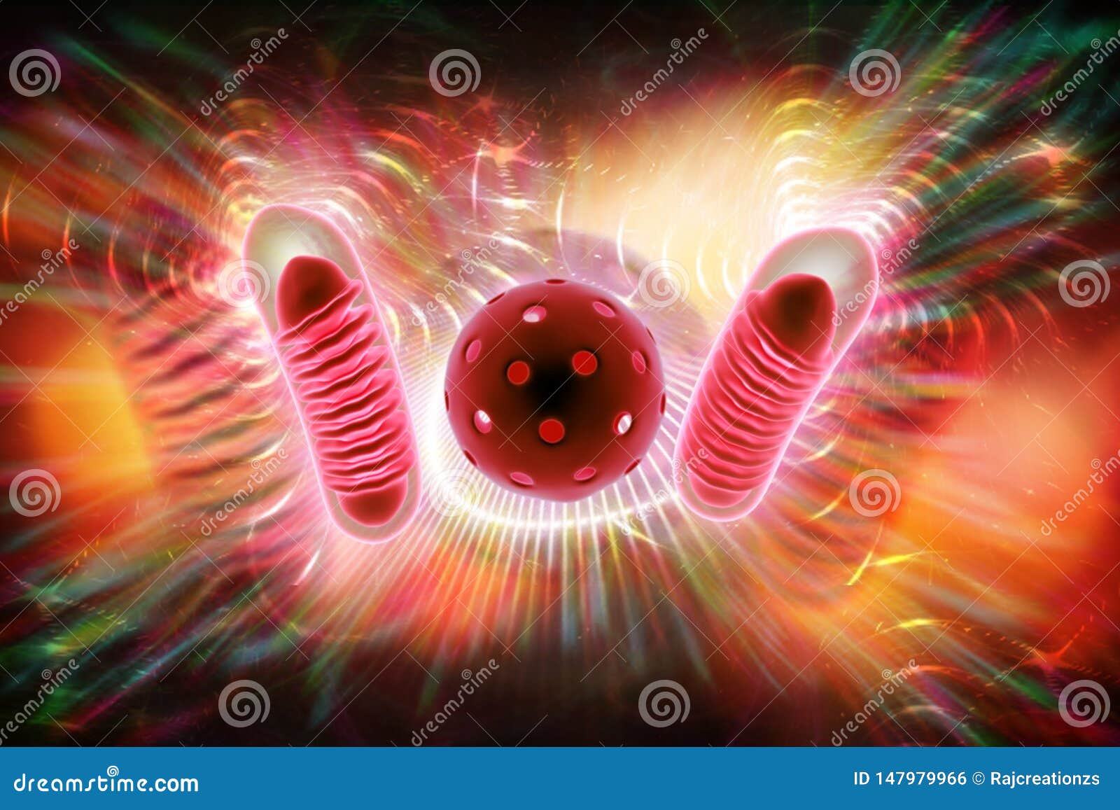 3d Rendered Digital Illustration of Mitochondria in Colour Background ...
