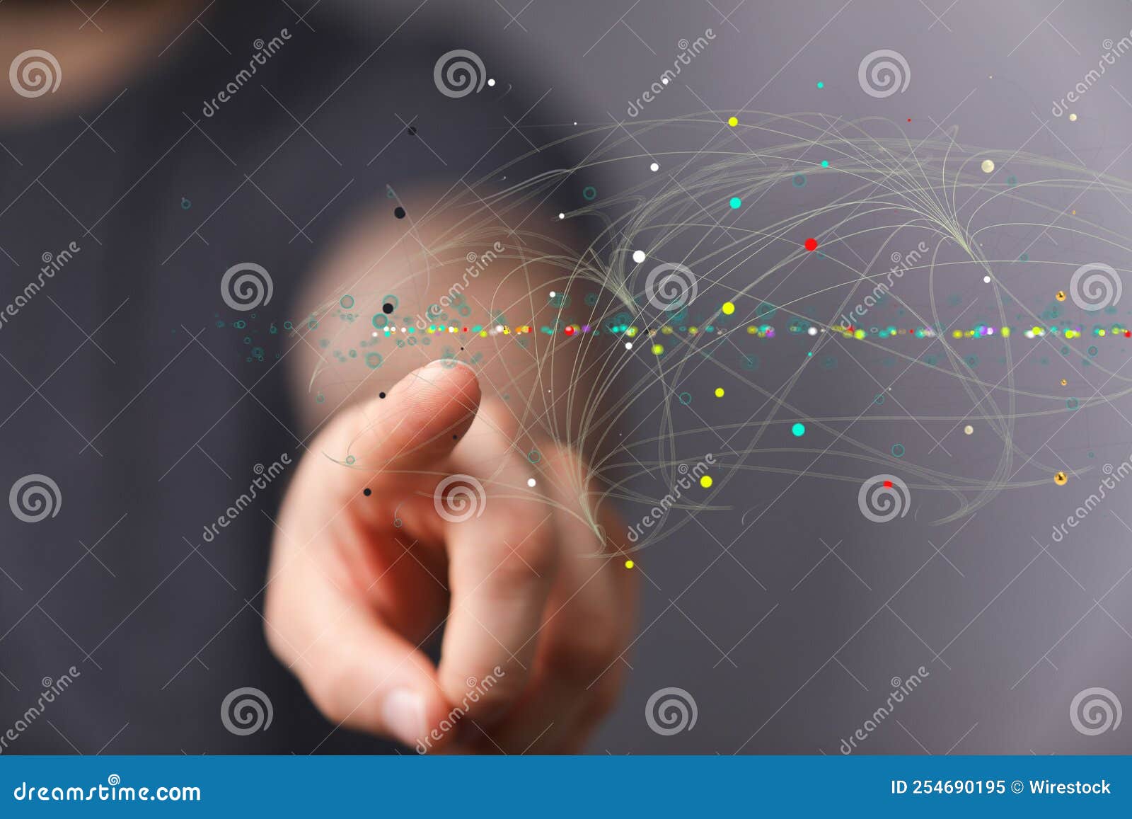 3D Rendered Digital Network Hovering in Mans Hand Stock Image - Image ...