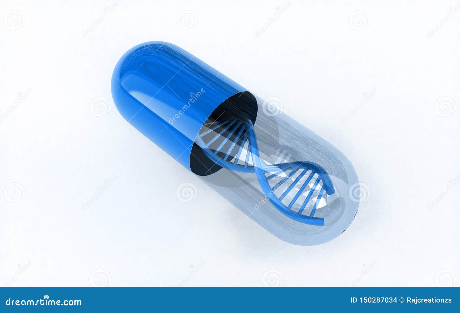 3d Rendered DNA Inside in a Capsule Isolated on White Background Stock ...