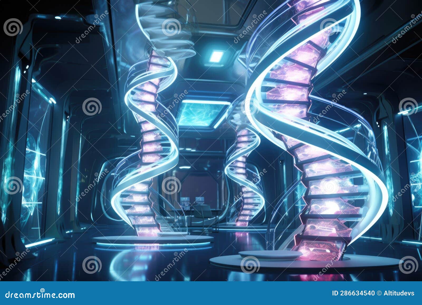 3d Rendered Dna Storage System in a Futuristic Lab Stock Illustration ...