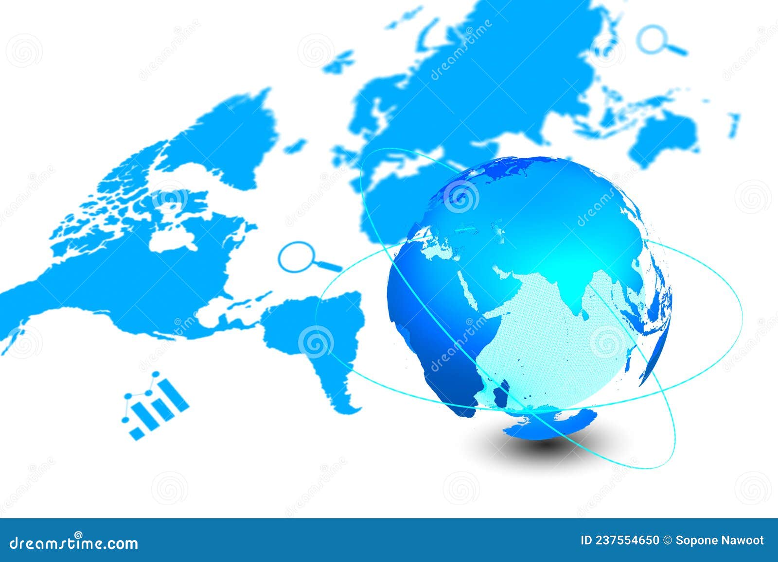 A 3d Rendered Earth with Satellite Ring and a Map of the World ...
