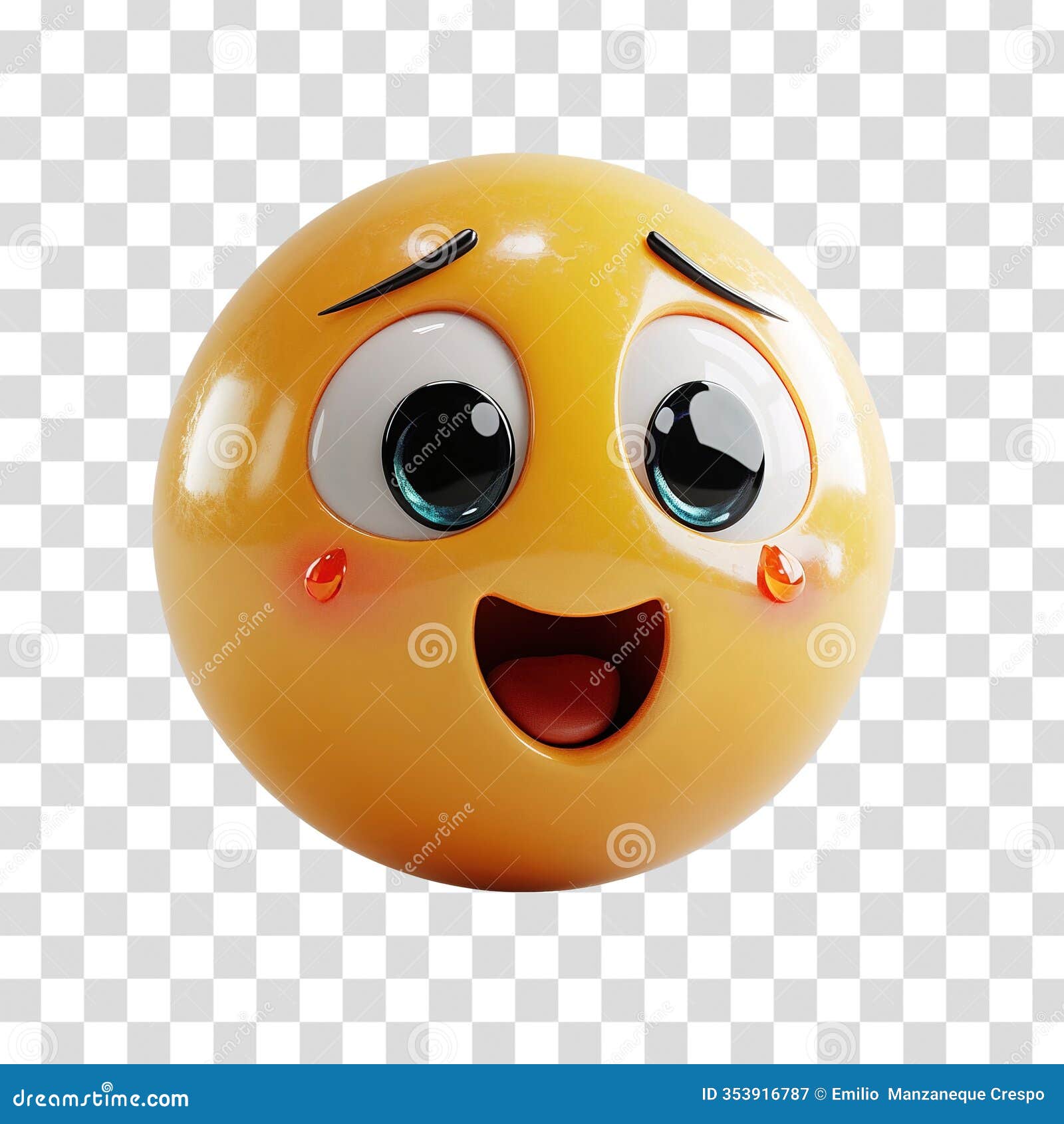 A 3d Rendered Emoticon of a Yellow Smiley Face with Tender Expression ...