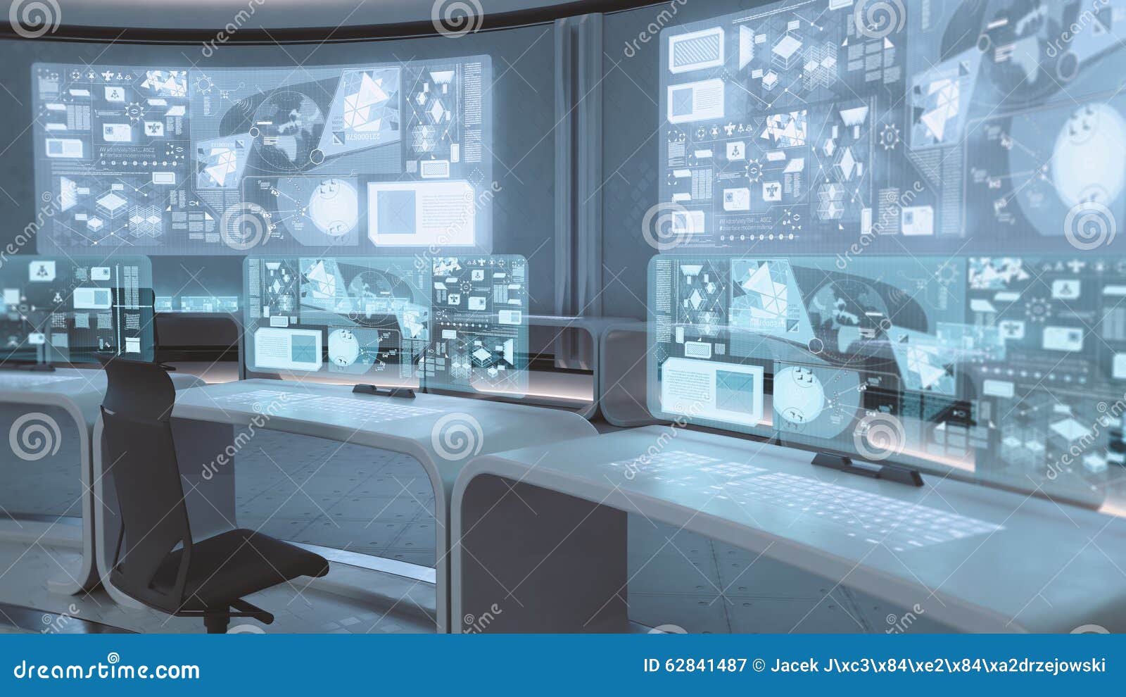 Futuristic Command Center Interior, Big Displays, Holographic ... Futuristic Command Center Interior, Big Displays, Holographic ...