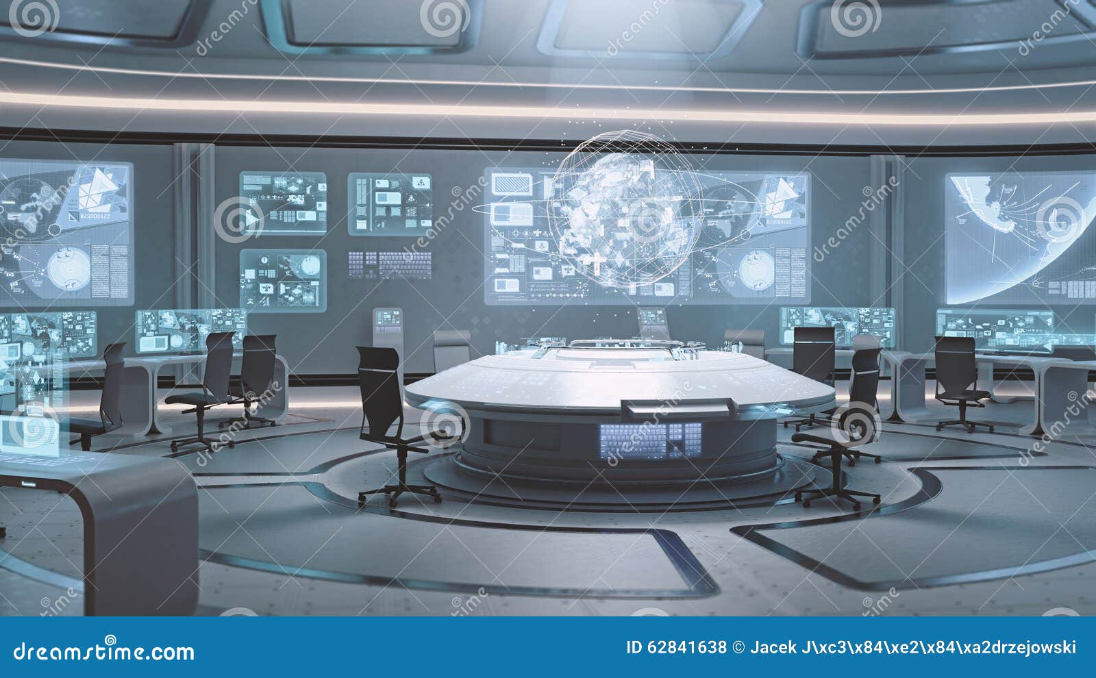Futuristic Command Center Interior, Big Displays, Holographic ... Futuristic Command Center Interior, Big Displays, Holographic ...