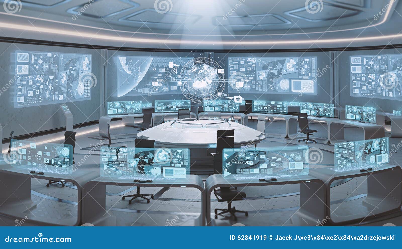 Futuristic Command Center Interior, Big Displays, Holographic ... Futuristic Command Center Interior, Big Displays, Holographic ...