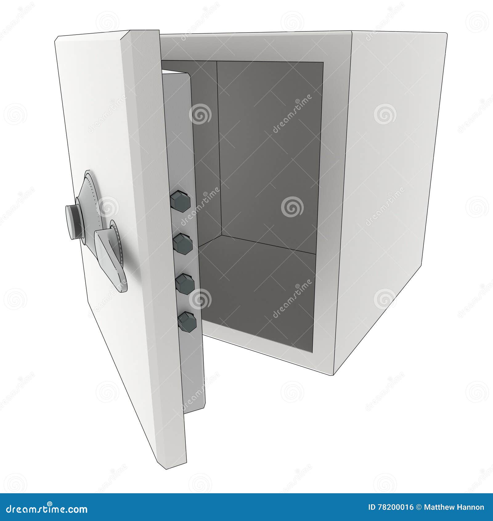 3D rendered empty safe. stock illustration. Illustration of open - 78200016