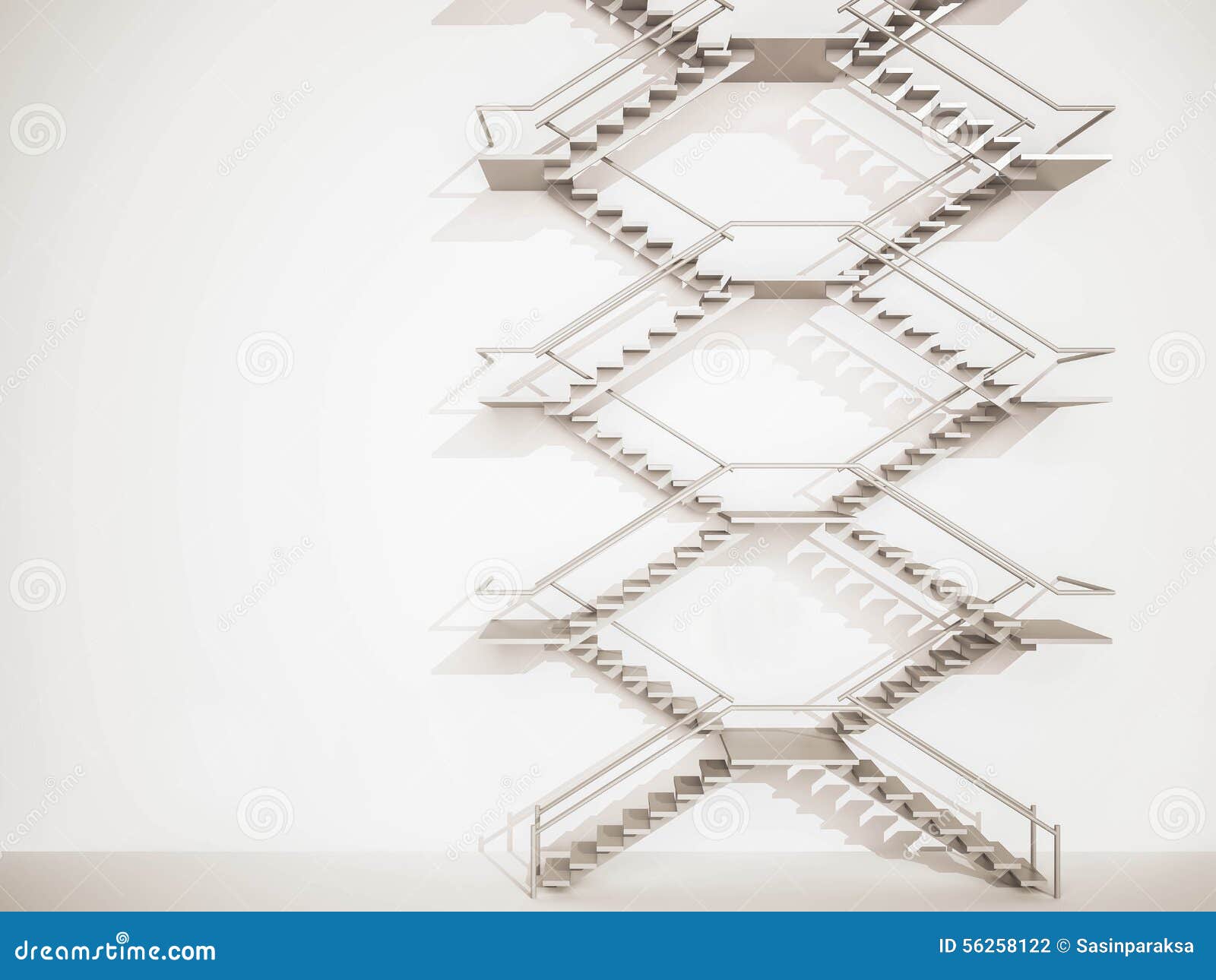 3d Rendered, Exterior Stairs on White Wall Stock Photo - Image of ...