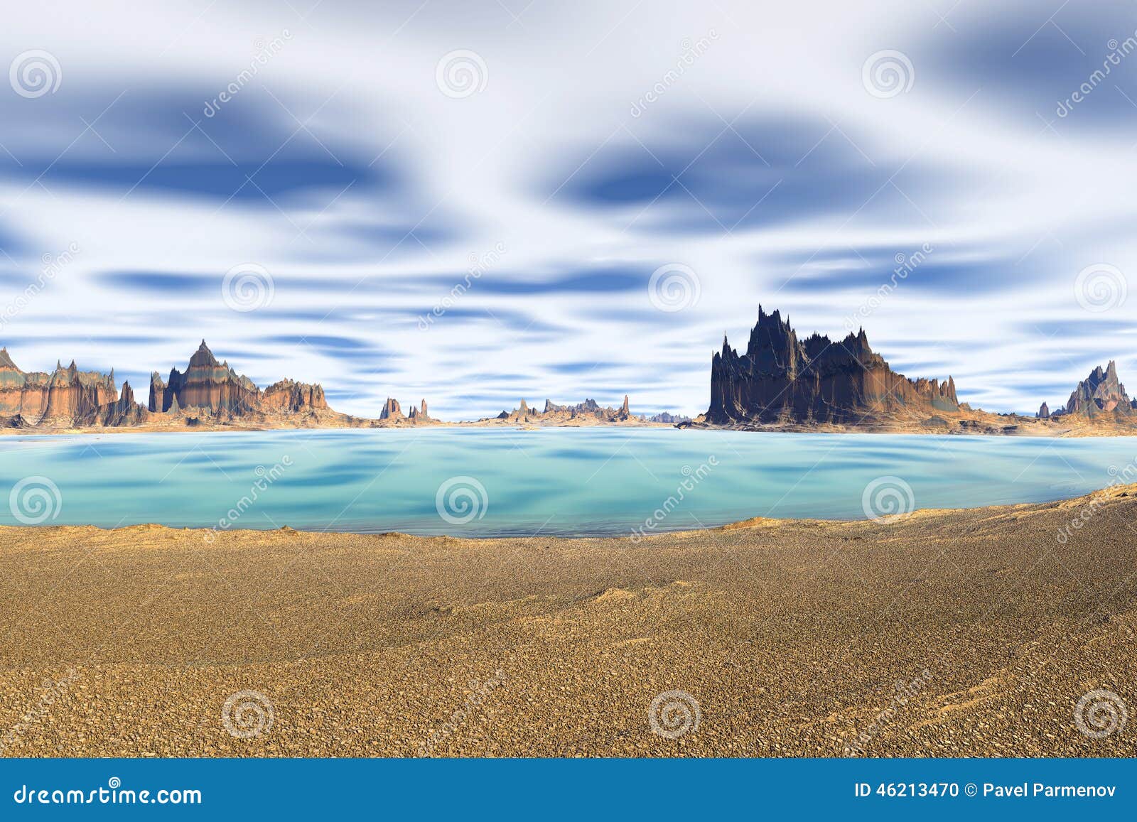 3d Rendered Fantasy Alien Planet. Beach Stock Illustration ...