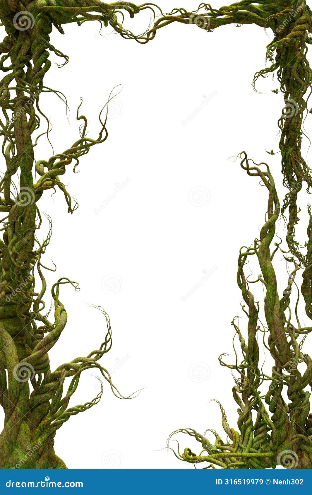 3D Rendered Fantasy Frame Made Of Entangled Roots Isolated On A White ...