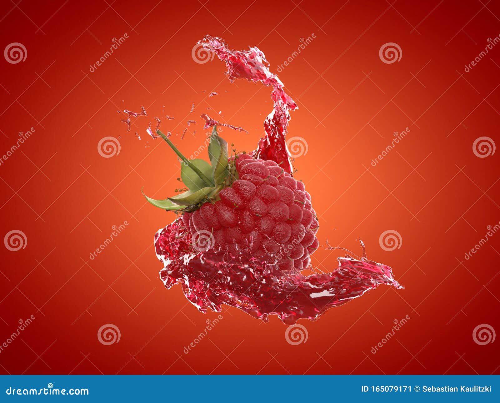 Raspberry Splash In Pink Liquid. Generative Ai. Royalty-Free ...