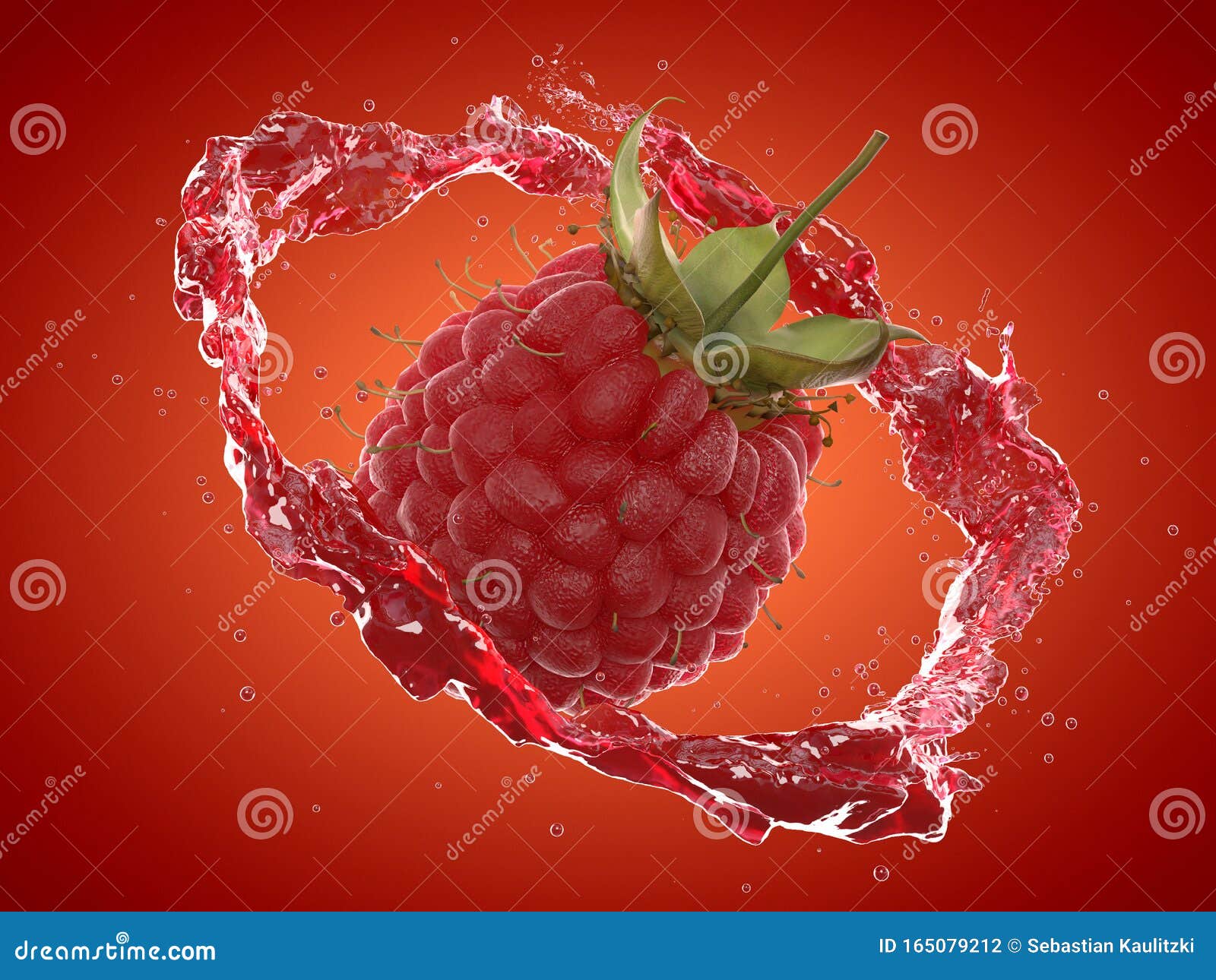 Raspberry Splash In Pink Liquid. Generative Ai. Royalty-Free ...