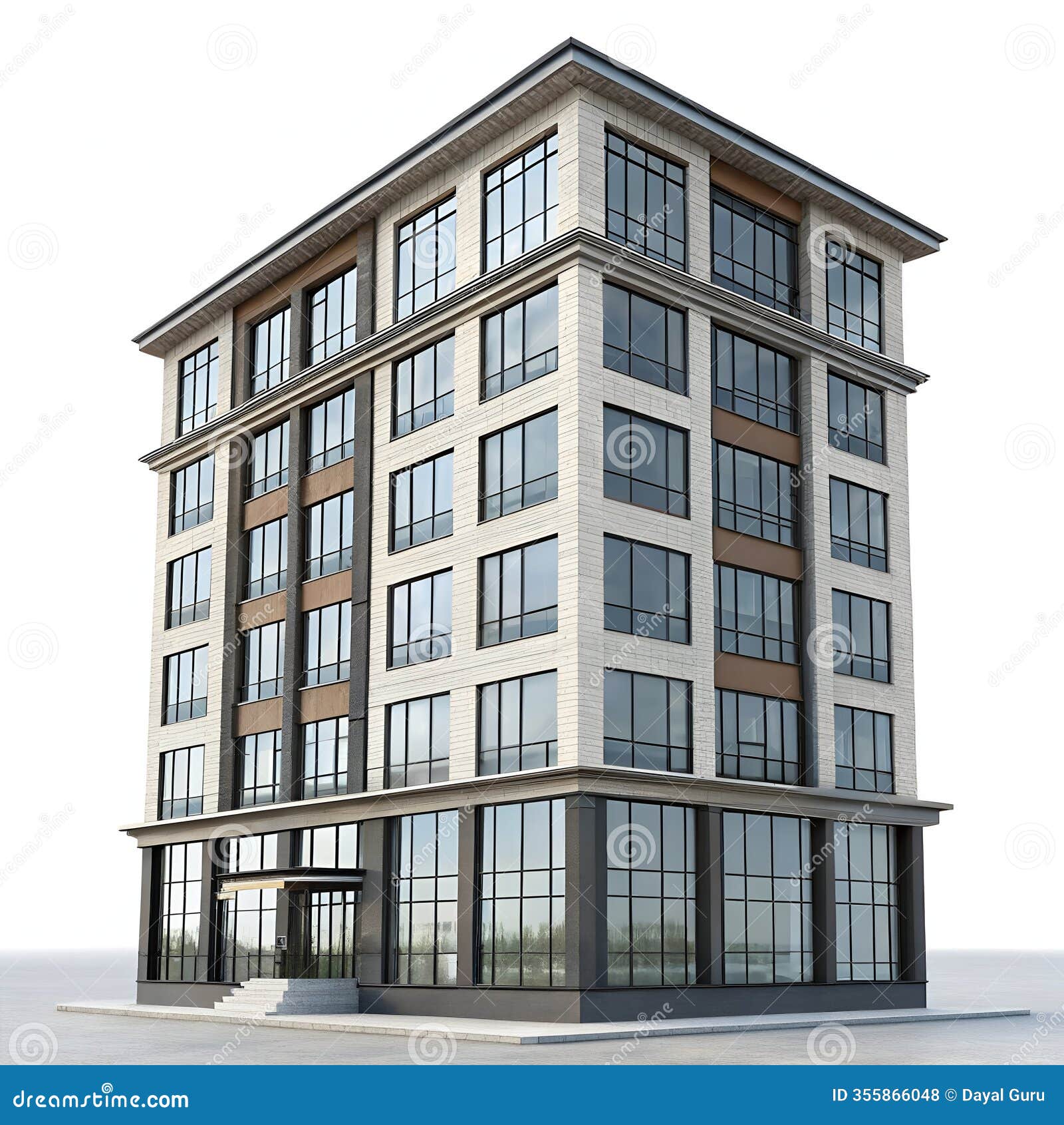 3D Rendered Four-Story Building Isolated on White Background Stock ...