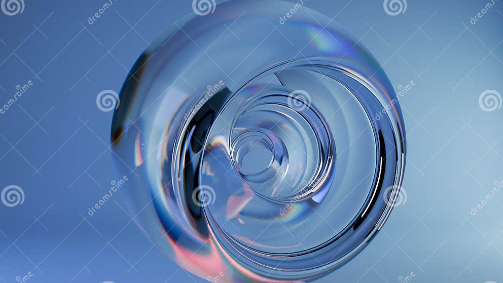 Abstract Glass Focus View Orb, 3d Render in Light Blue Background Stock ...