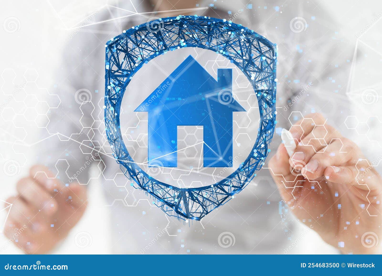 3D Rendered House Icon Hovering in Man S Hand Stock Photo - Image of ...