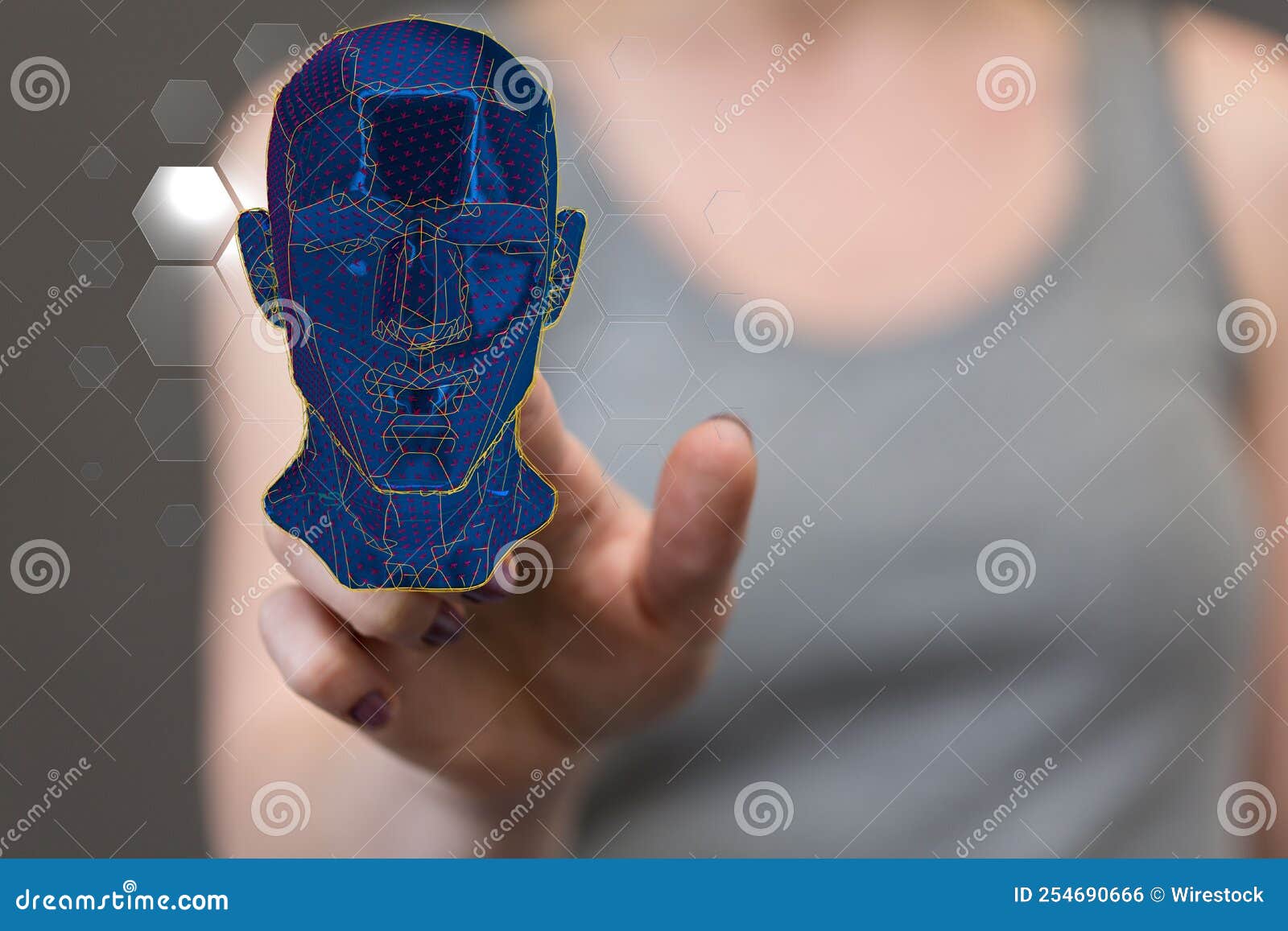 3D Rendered Human Brain Anatomical Model Hovering in Mans Hand Stock ...