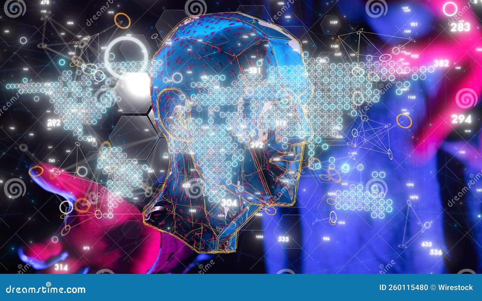 3D Rendered Human Head, the Concept of Artificial Intelligence Stock ...