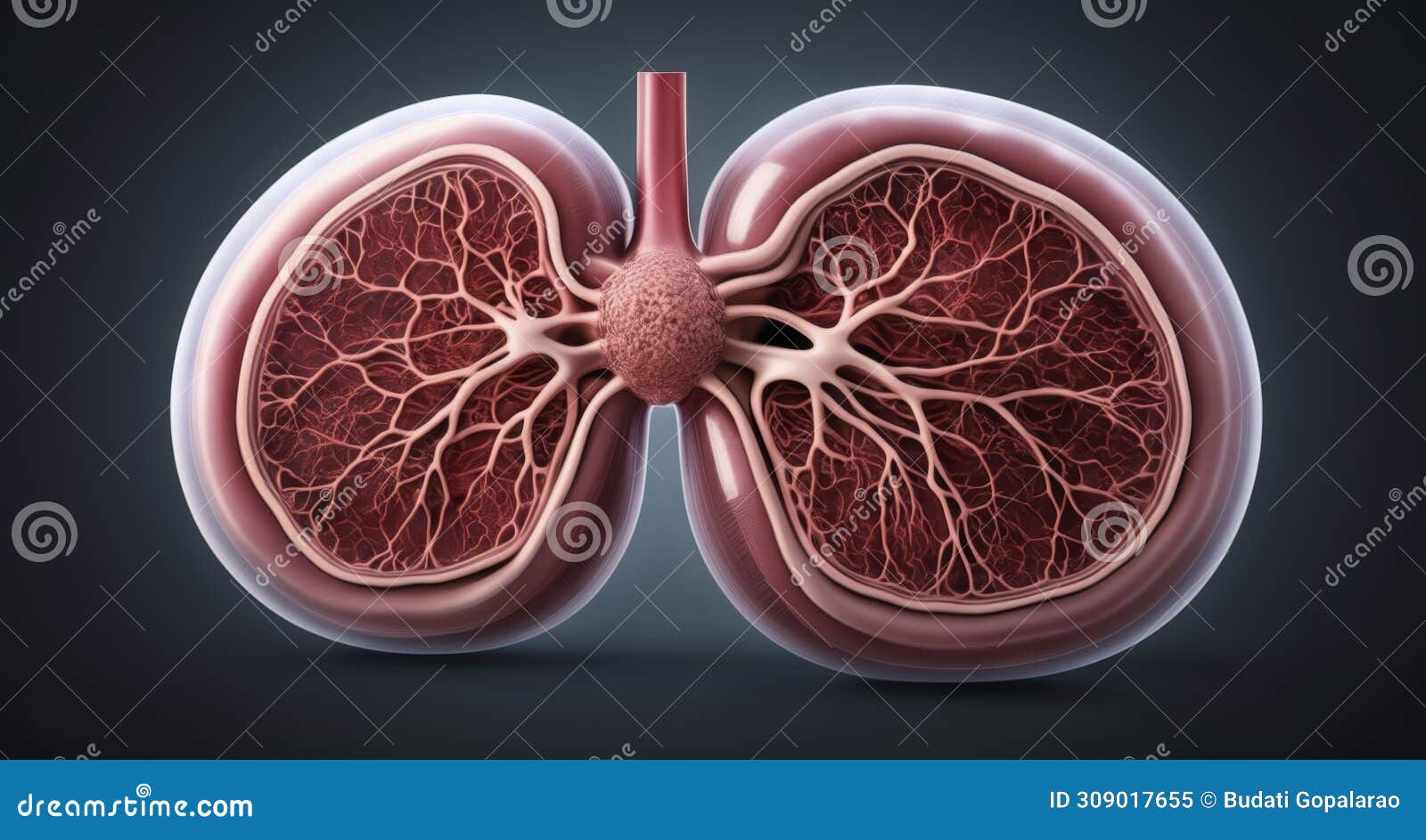 3D Rendered Human Kidney with Vascular System Stock Illustration ...