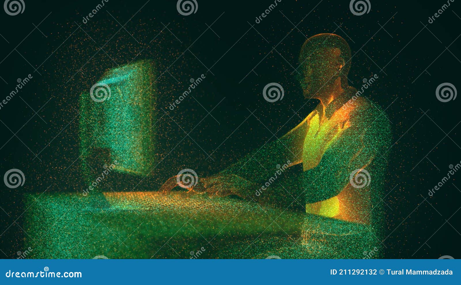 3d Rendered Illustration of Admin Working in Front of Desktop Computer ...