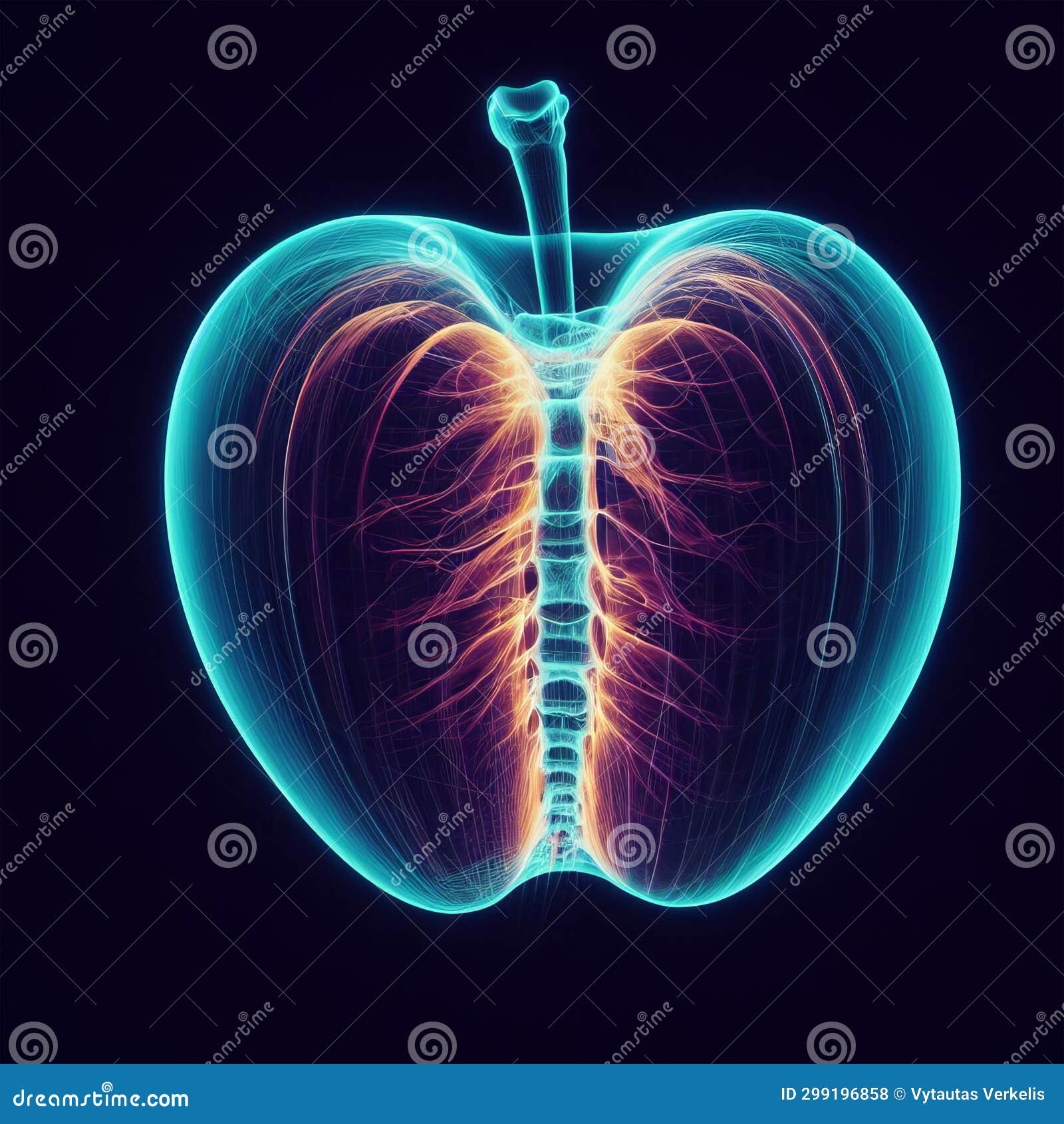 3d Rendered Illustration of a Apple in X-ray Stock Illustration ...