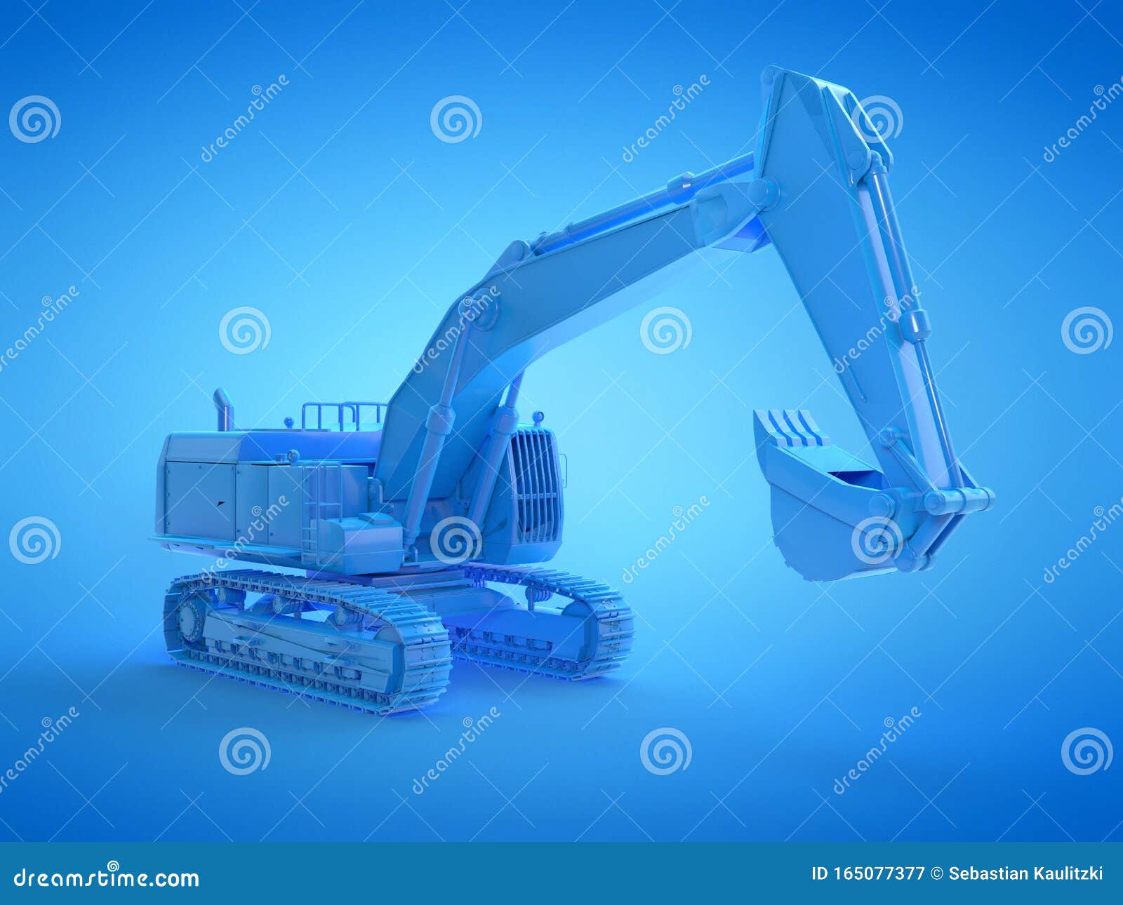 A blue excavator stock illustration. Illustration of backhoe - 165077377