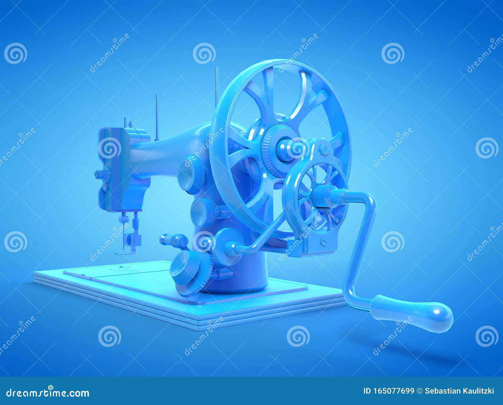 Blue Sewing Pattern Water Color Illustration. Royalty-Free Stock ...