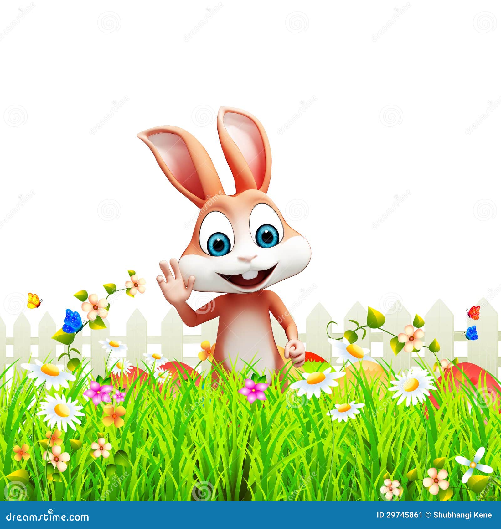 Brown Easter Bunny with Flowers Stock Illustration - Illustration of ...