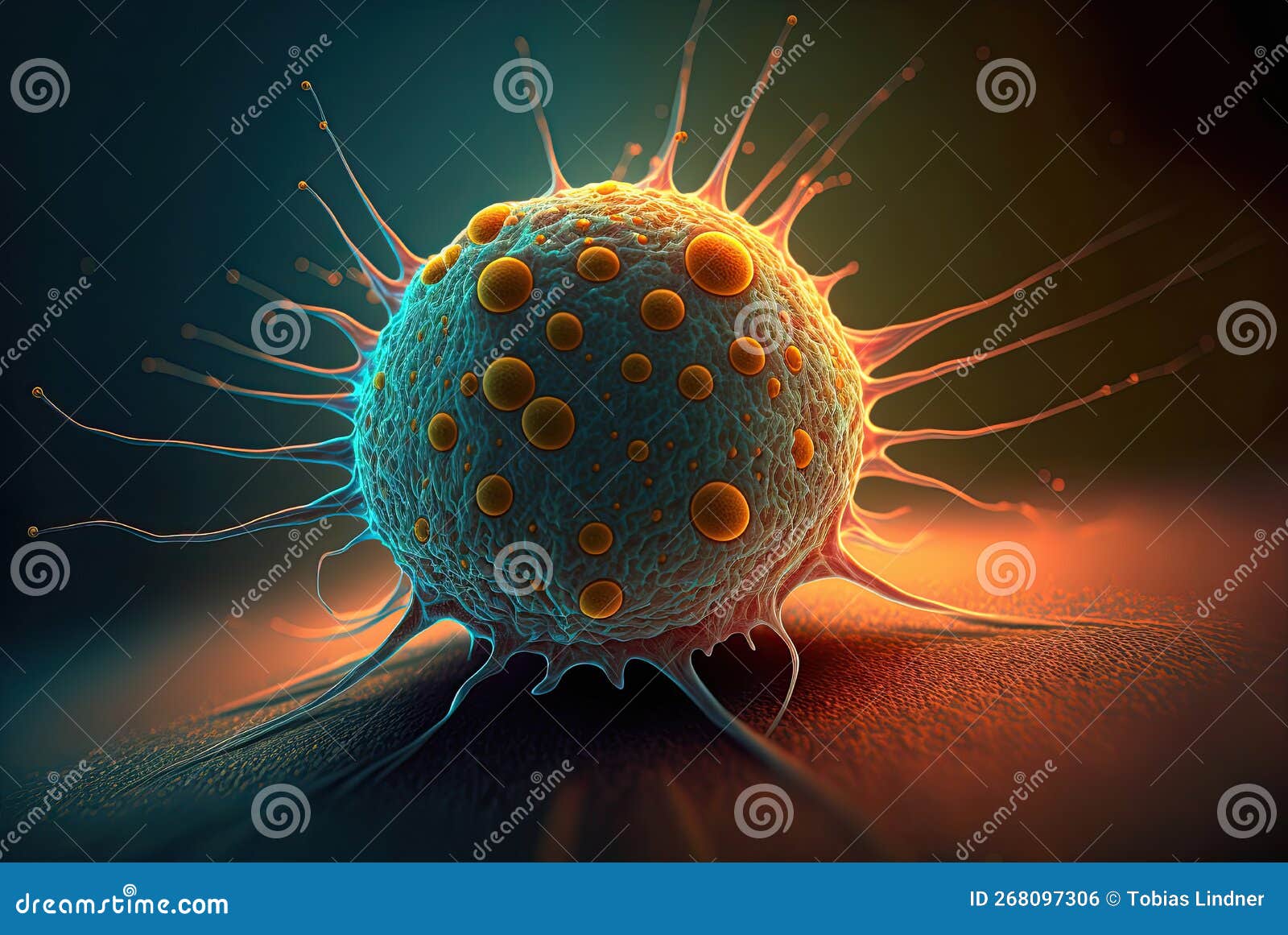 3d Rendered Illustration of a Cancer Cell on a Surface, Concept Image ...