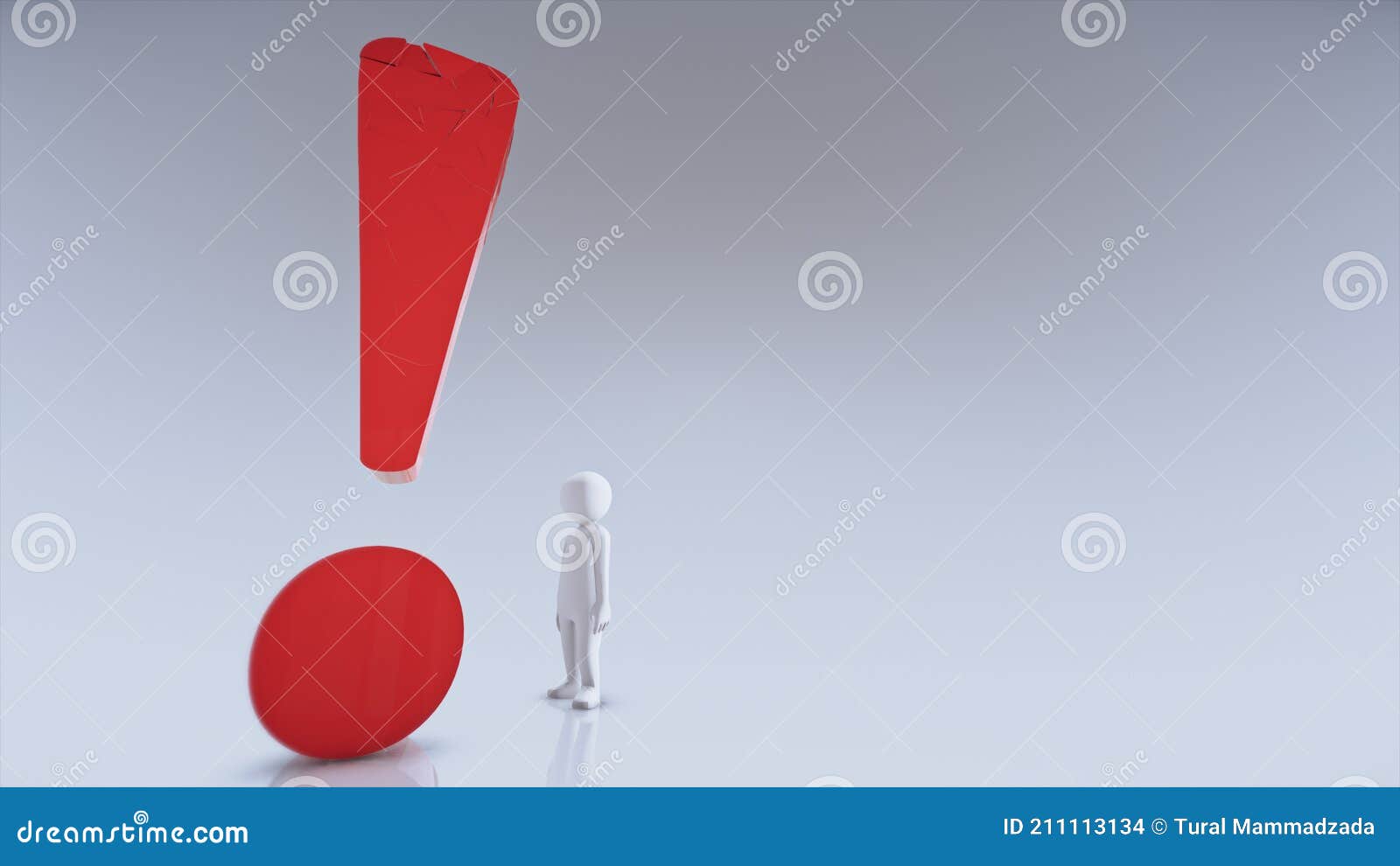 3d Rendered Illustration of Conceptual Human Front of Exclamation Mark ...