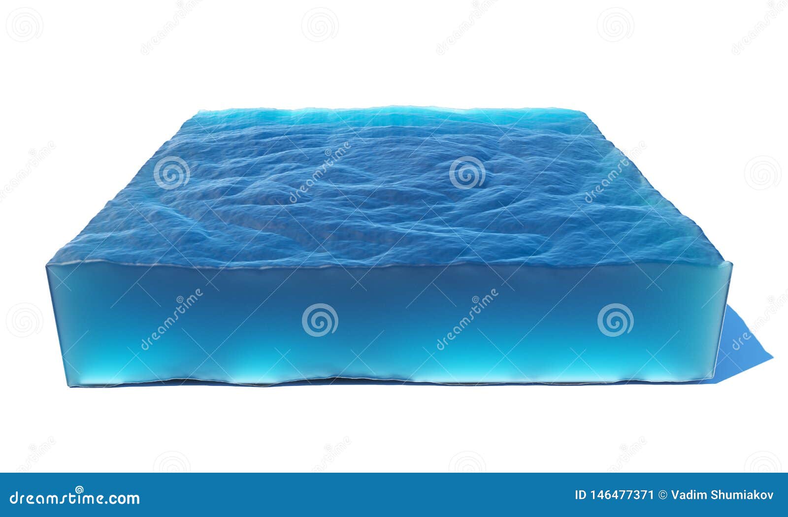 3d Rendered Illustration of Cross Section of Water Cube Isolated on ...