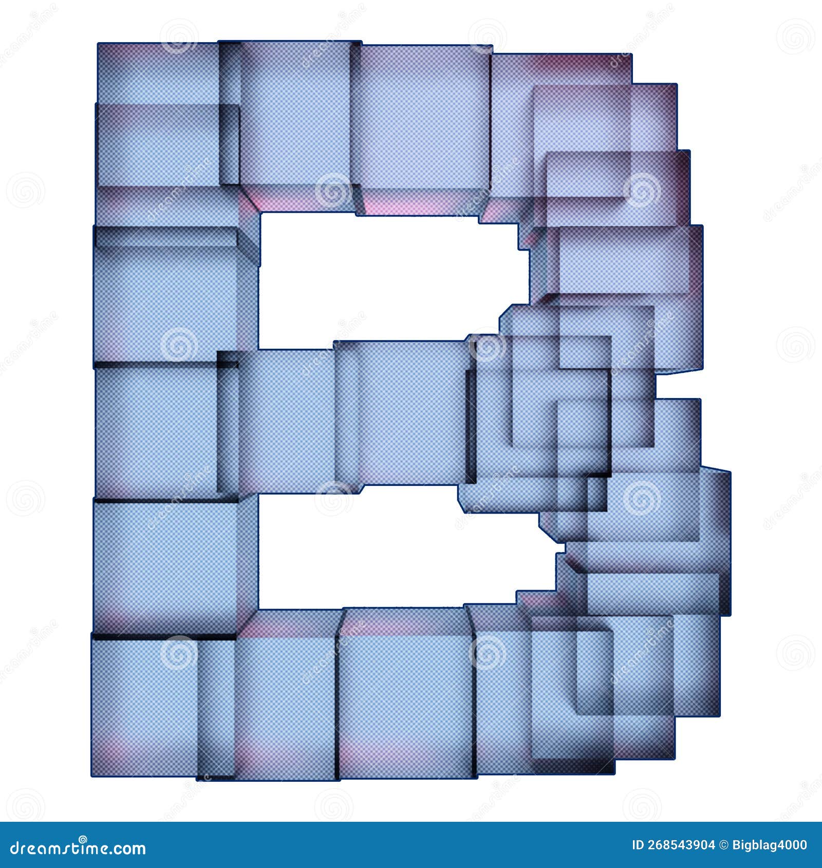 3D Rendered Illustration.Cubed Effect Letter.Decorative Art Font. Stock ...