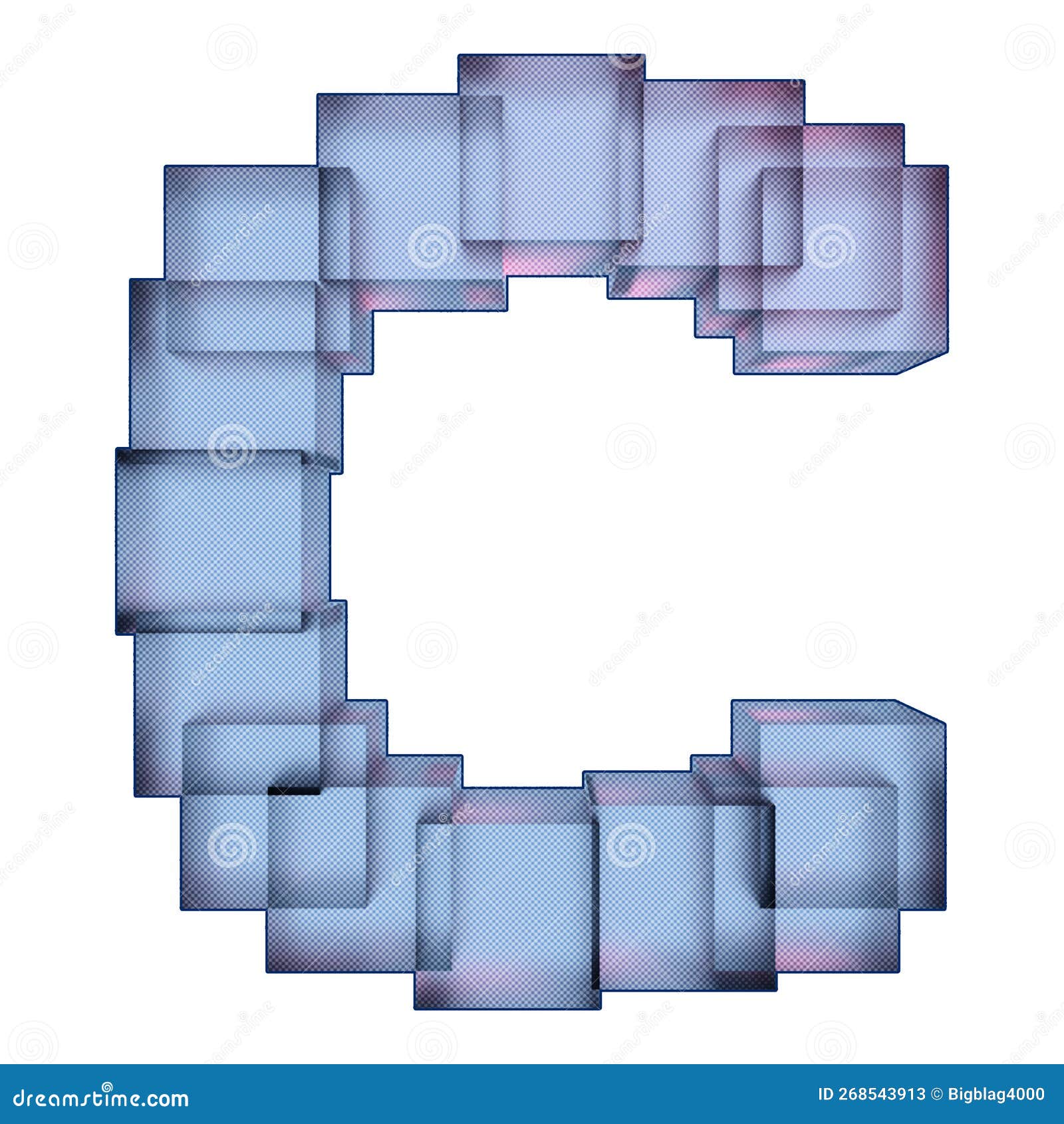 3D Rendered Illustration.Cubed Effect Letter.Decorative Art Font. Stock ...