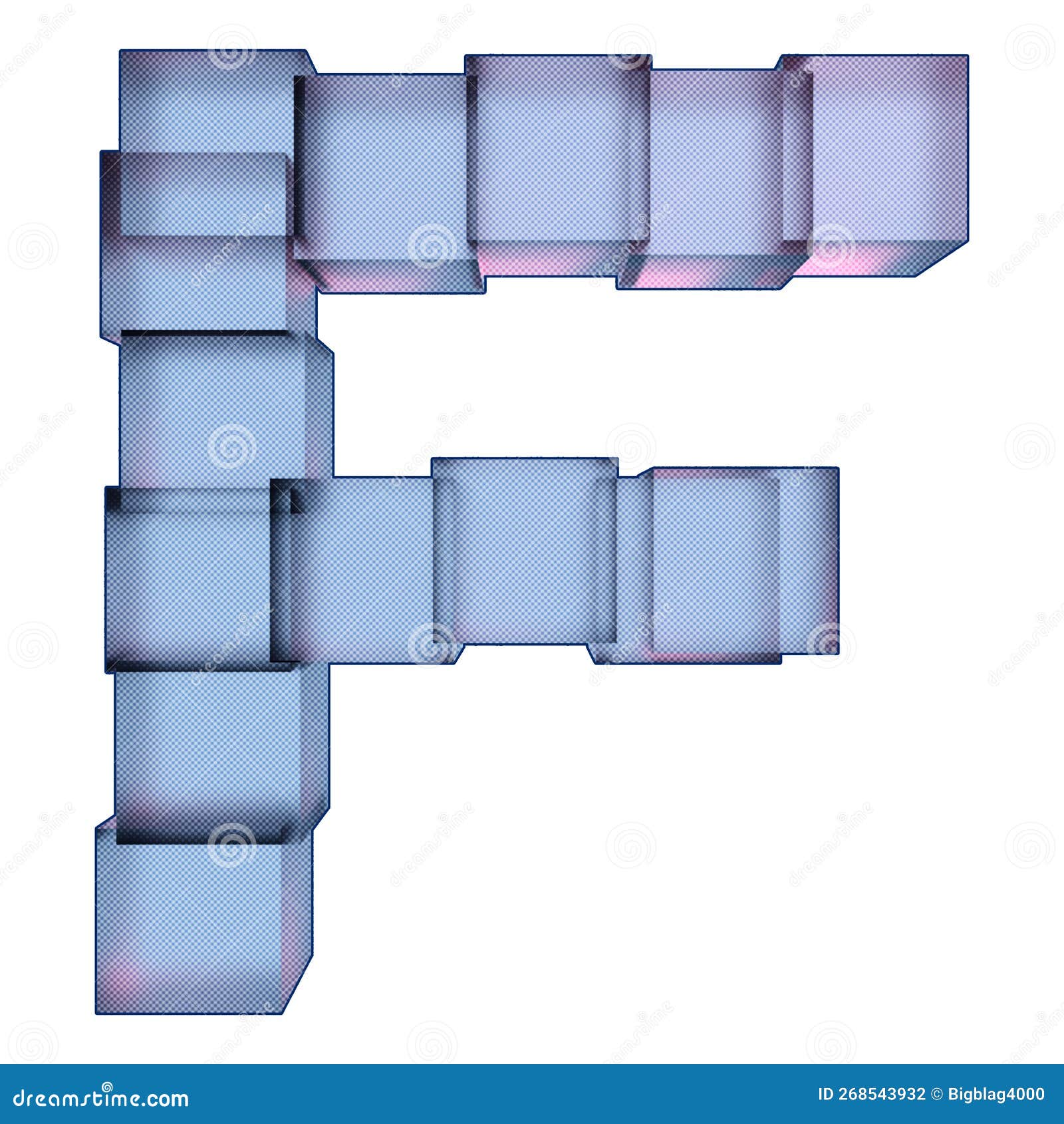 3D Rendered Illustration.Cubed Effect Letter.Decorative Art Font. Stock ...