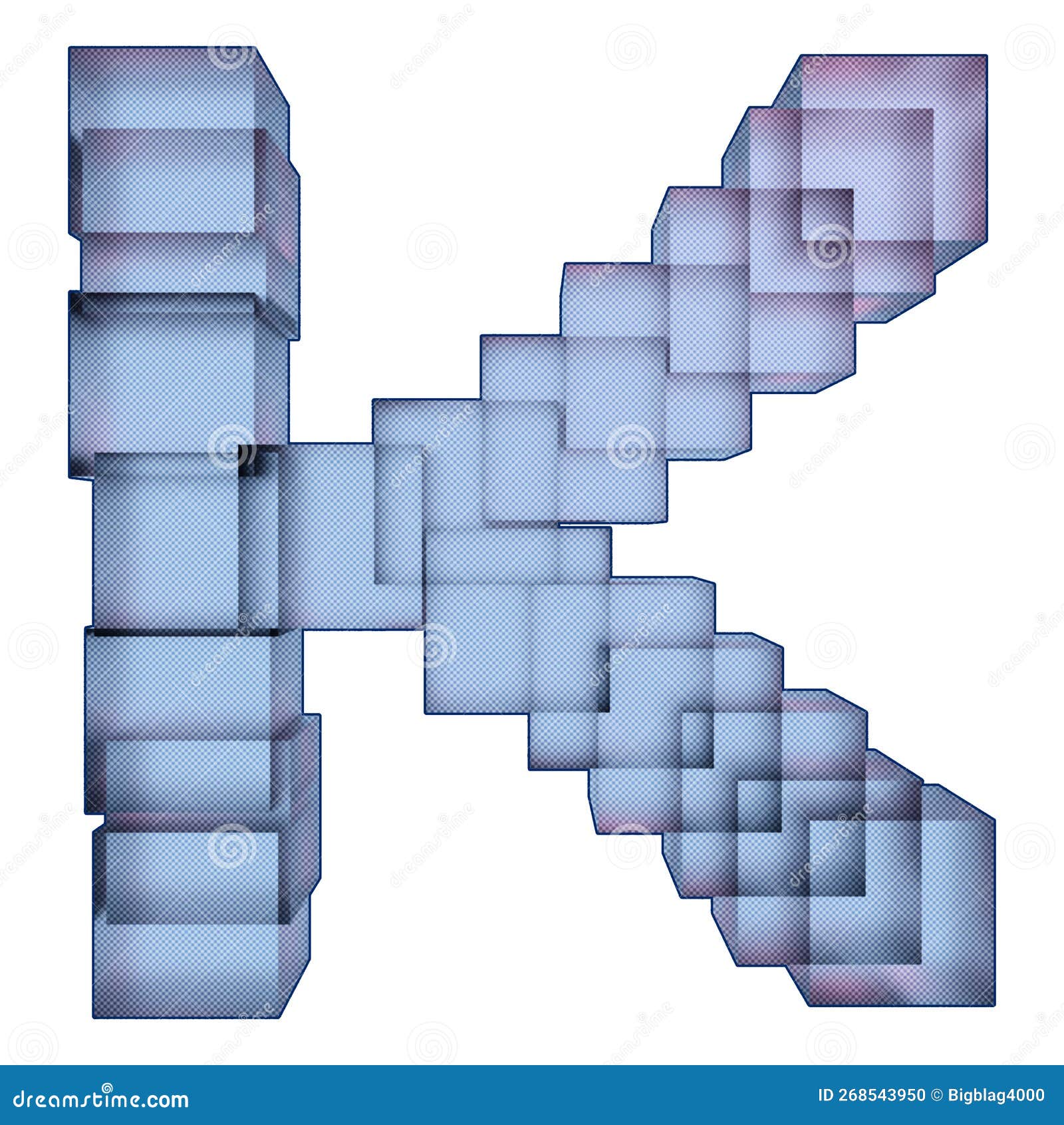 3D Rendered Illustration.Cubed Effect Letter.Decorative Art Font. Stock ...