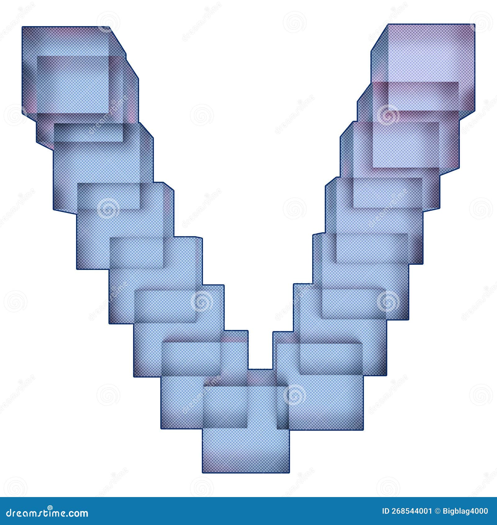 3D Rendered Illustration.Cubed Effect Letter.Decorative Art Font. Stock ...