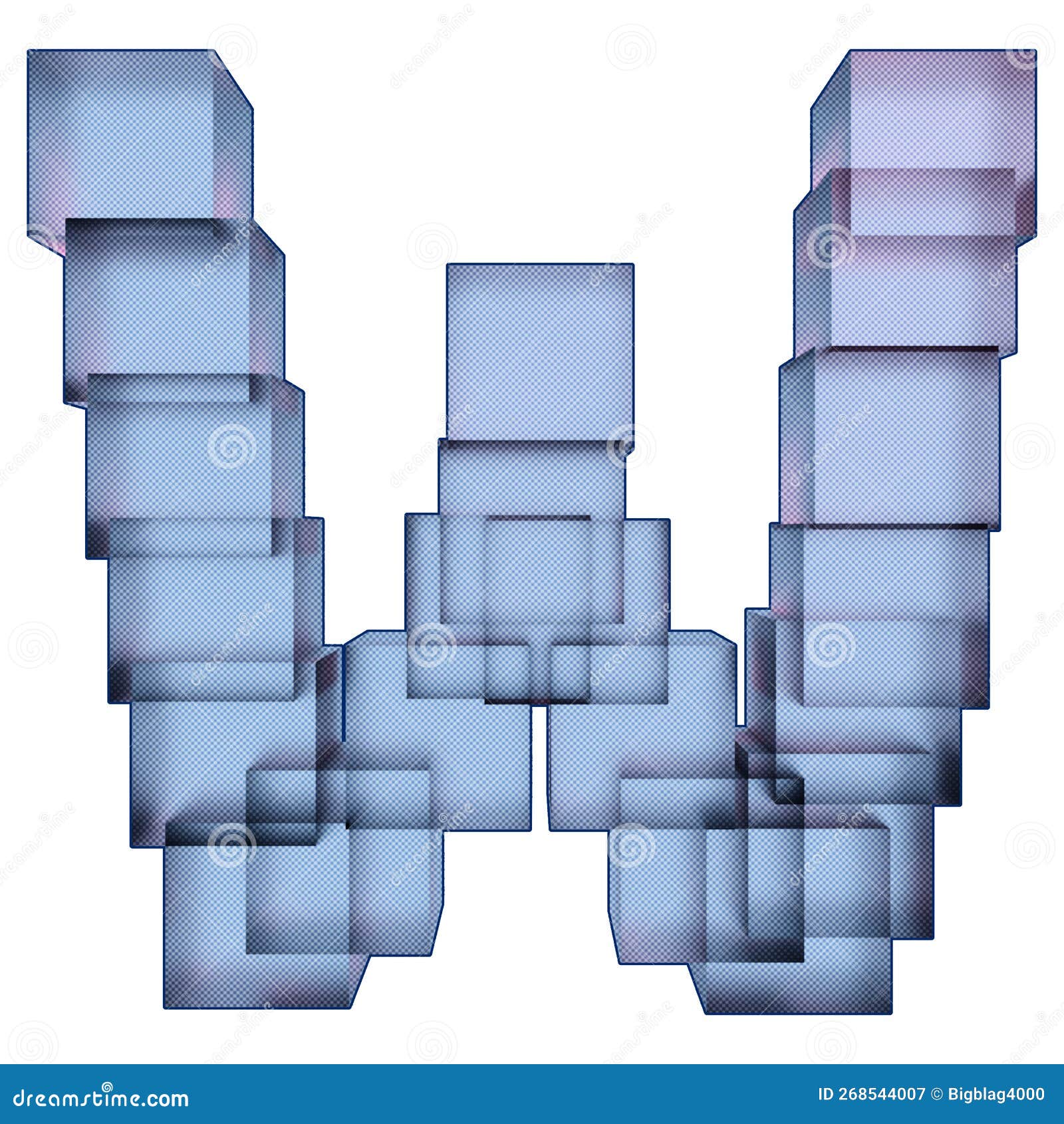 3D Rendered Illustration.Cubed Effect Letter.Decorative Art Font. Stock ...