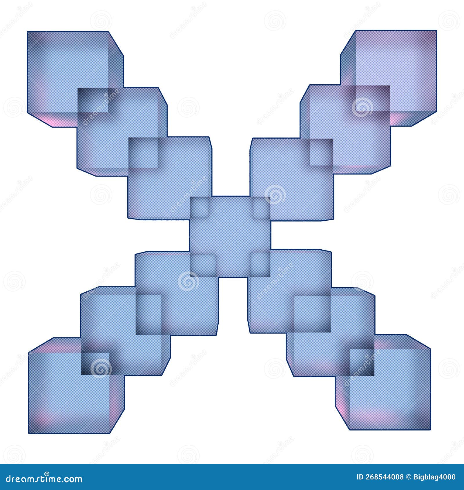 3D Rendered Illustration.Cubed Effect Letter.Decorative Art Font. Stock ...