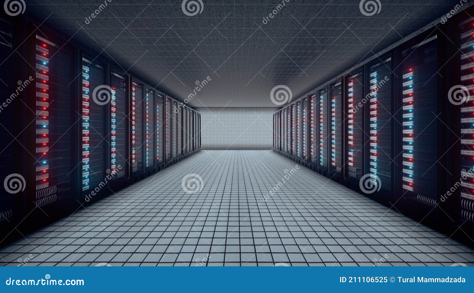 3d Rendered Illustration of Database Server Room Stock Illustration ...