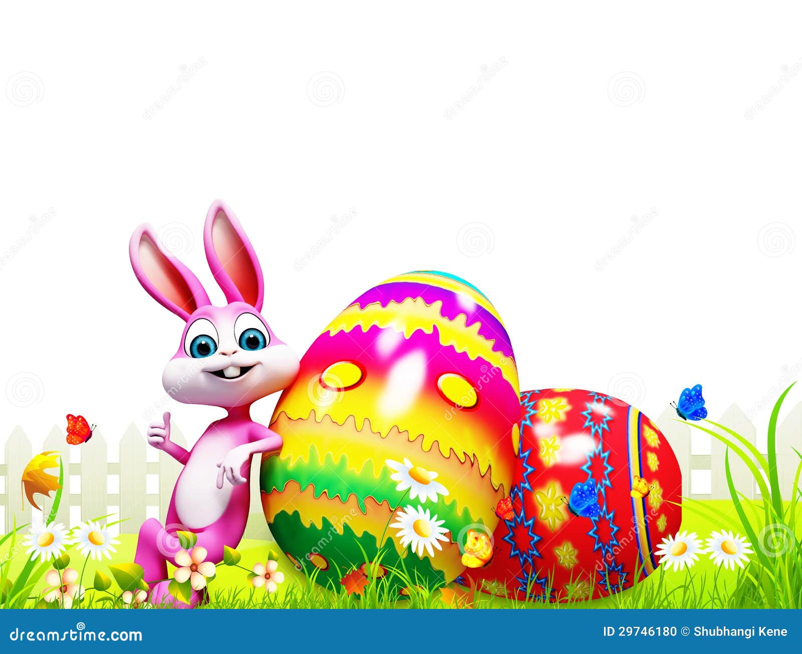 Easter Bunny with Colorful Eggs Stock Illustration - Illustration of ...