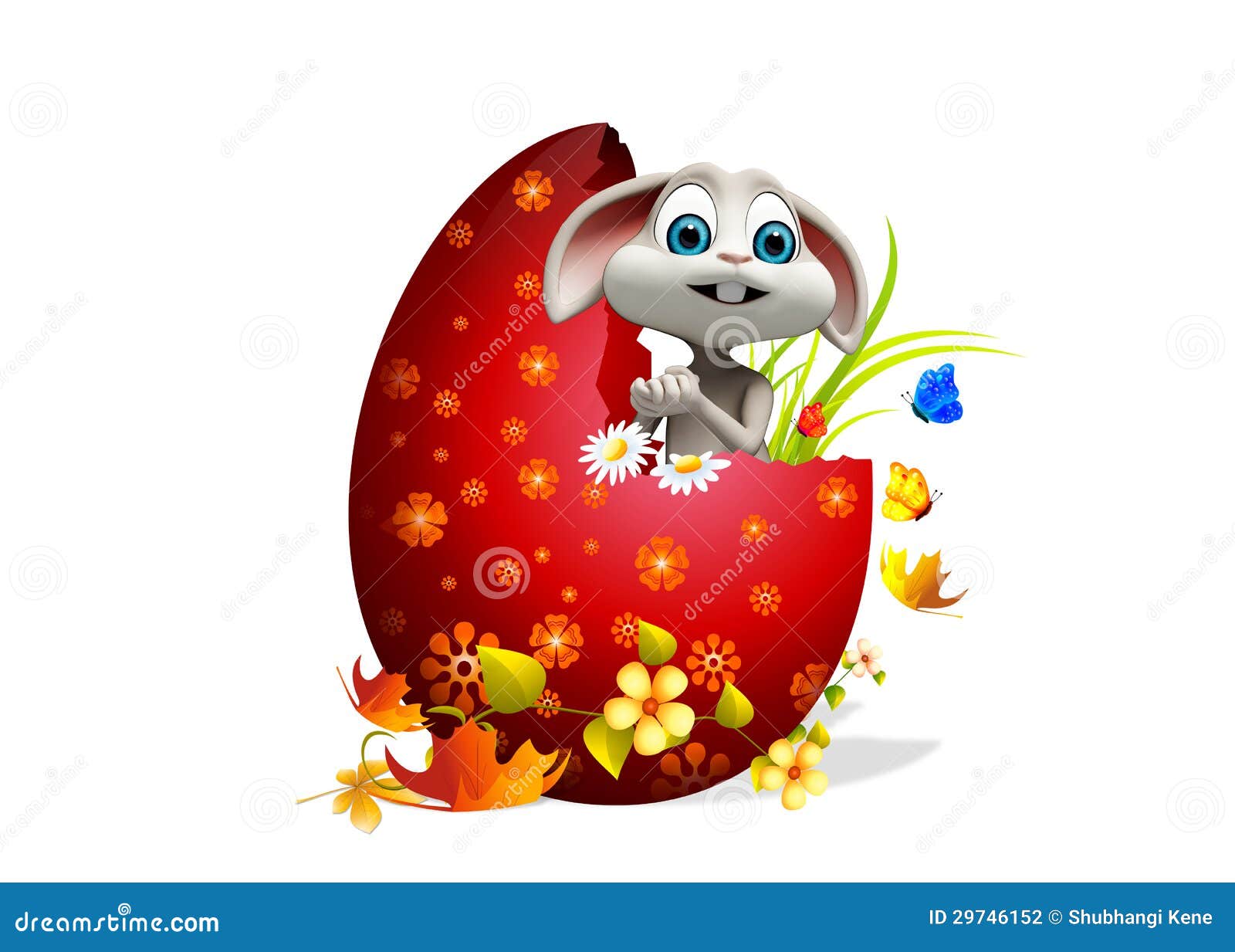 Easter Bunny Inside a Red Egg Stock Illustration - Illustration of ...