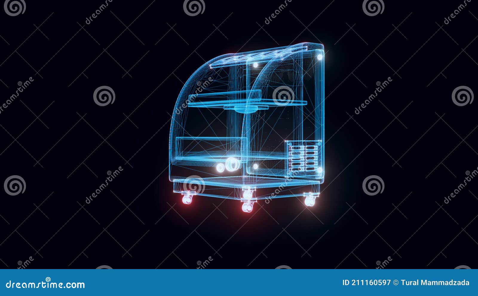 3d Rendered Illustration of Empty Display Cooler Fridge Hologram Stock ...