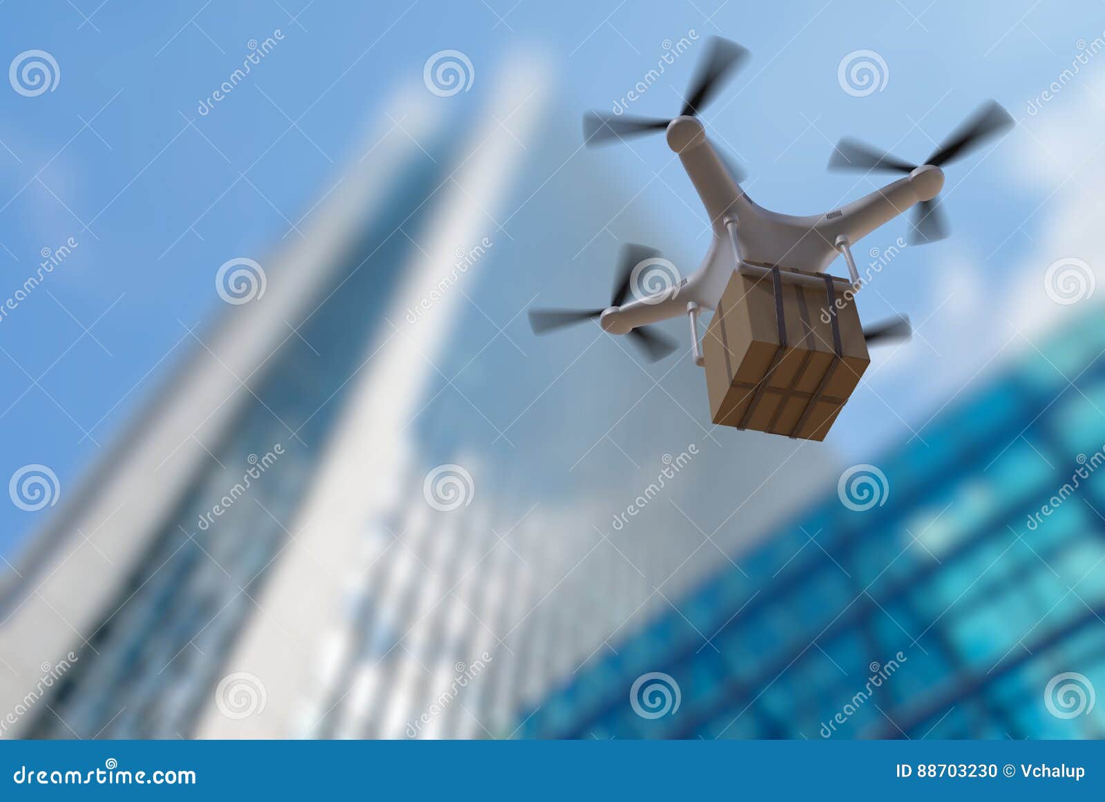 Flying Drone With Camera Vector Illustration Isolated On Sky Background ...