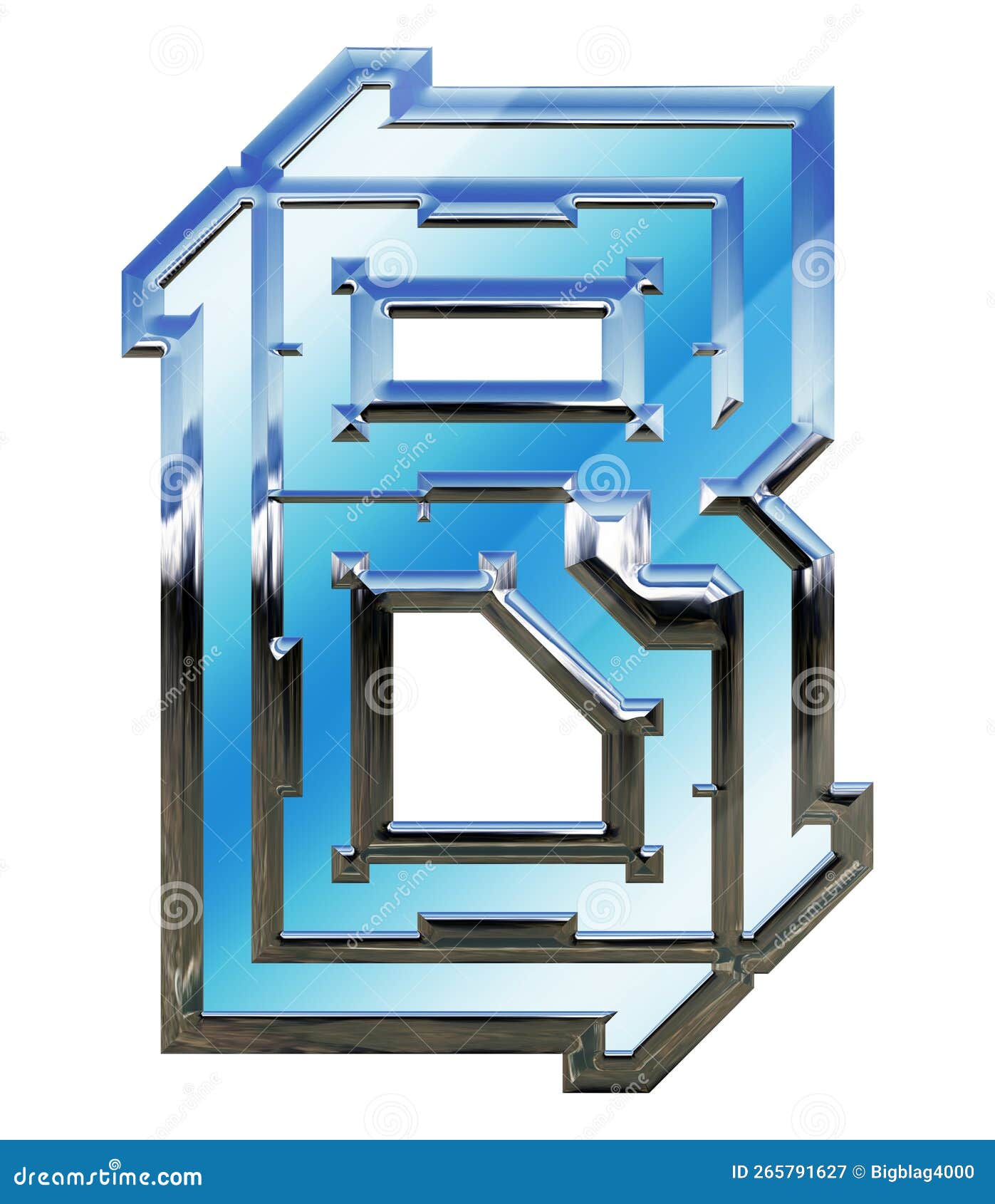 3D Rendered Illustration.Glossy Chrome Letter.Custom Art Font. Stock ...