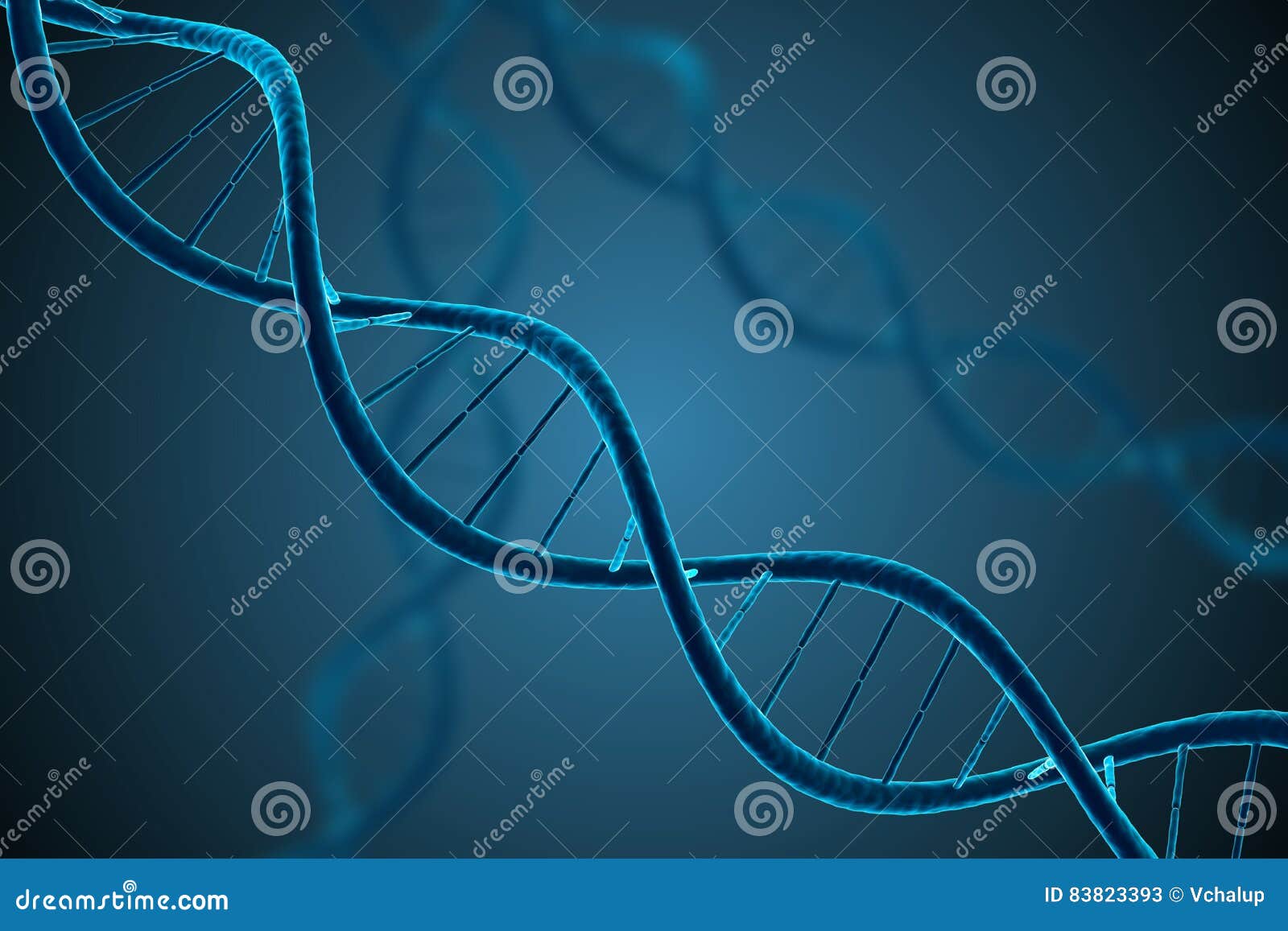 Genetics And Microbiology Concept. DNA Molecules On Blue Background ...