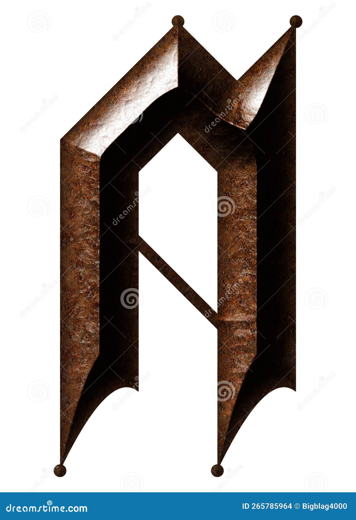 3D Rendered Illustration.Gothic Decorative Letter.Rusty Medieval Font ...