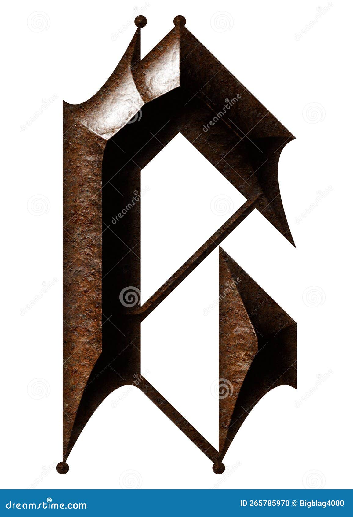 3D Rendered Illustration.Gothic Decorative Letter.Rusty Medieval Font ...