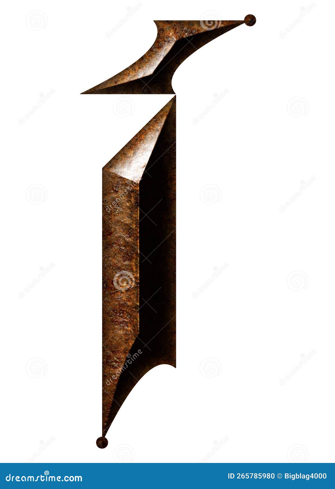 3D Rendered Illustration.Gothic Decorative Letter.Rusty Medieval Font ...