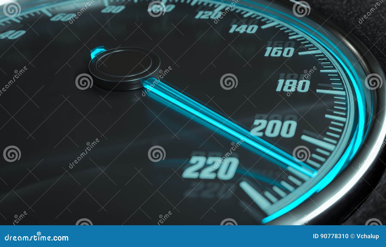 3D Rendered Illustration of Illuminated Speedometer in Car Interior ...