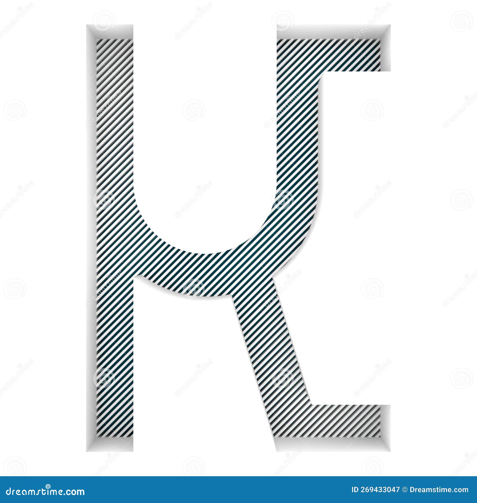 3D Rendered Illustration.Indented Decorative Letter.Custom Art Font ...